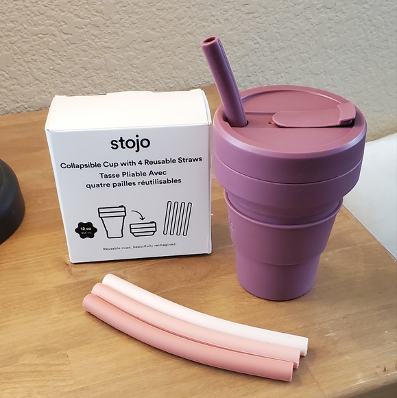 Stojo | Kitchen | Stojo Collapsible Travel Cup With Straws 2 Oz | Poshmark